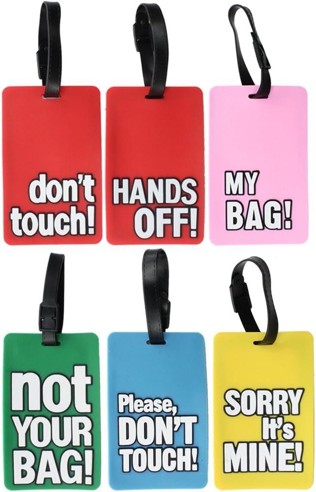 com-four® 6 funny luggage tag made of flexible plastic for labeling ...