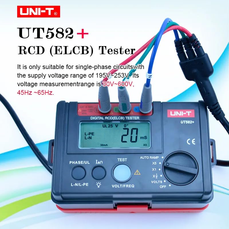 UNI-T Uni-Trend UT582+ Digital RCD (ELCB) Tester AUTO RAMP Leakage ...