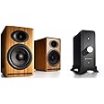 Amazon.com: Audioengine P4 Bamboo Passive Bookshelf Speakers with N22 ...