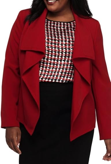 Kasper Open Front Jacket, 22 Plus, Fire Red at Amazon Women’s Clothing ...