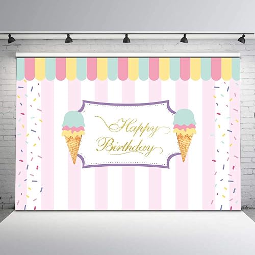 Mehofoto Ice Cream Backdrop Ice Cream Birthday Photography Backdrop ...