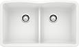 BLANCO, White 442074 DIAMOND SILGRANIT 50/50 Double Bowl Undermount ...