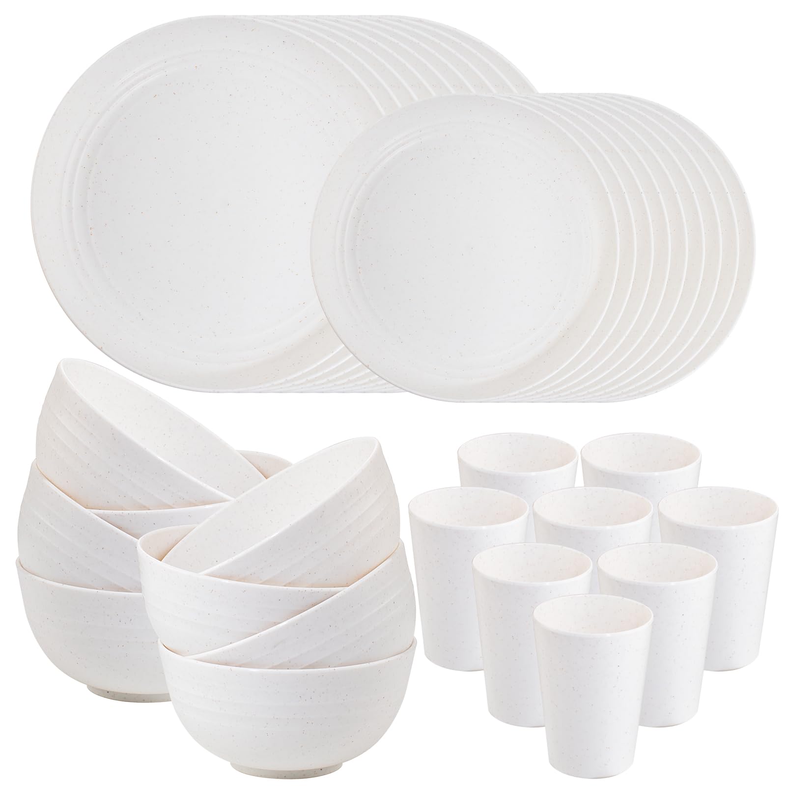 Supernal 32pcs Wheat Straw Dinnerware Sets, White Dishes for 8, Plates ...