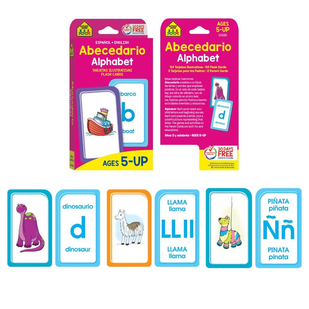 Mua School Zone Preschool Spanish Bilingual 4-Pack Flash Cards: 224 ...
