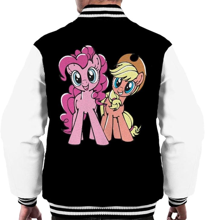 My Little Pony Pinkie Pie and Applejack Men's Varsity Jacket: Amazon.co ...