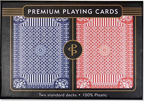 Blue & Red Premium Plastic Playing Cards, Set of 2, Poker Size Deck ...