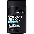 Sports Research Triple Strength Omega 3 Fish Oil - Burpless Supplement w/EPA & DHA Fatty Acids ...