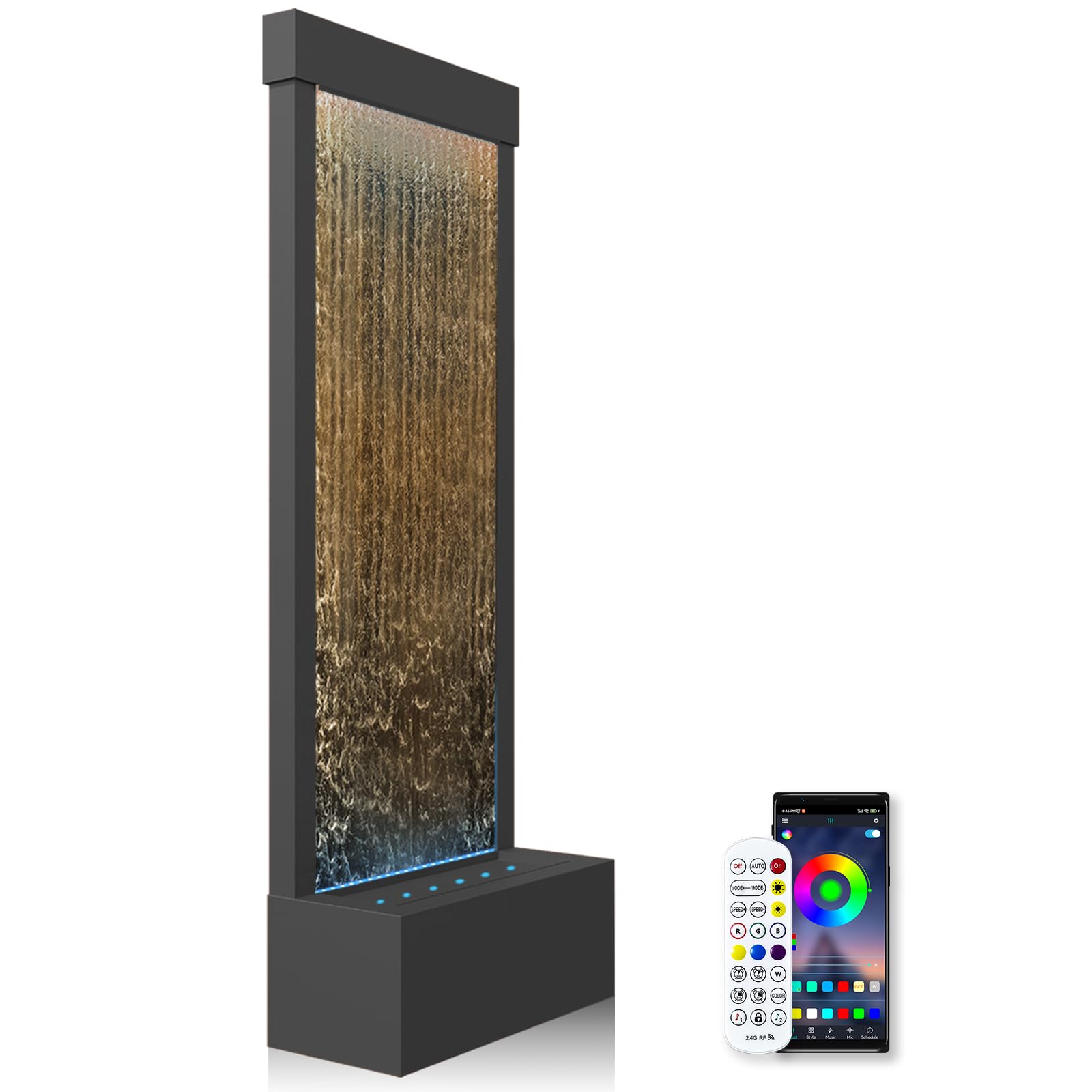 LONGRUN Mirror Waterfall Fountain Indoor Water Fountain, 48" Water ...