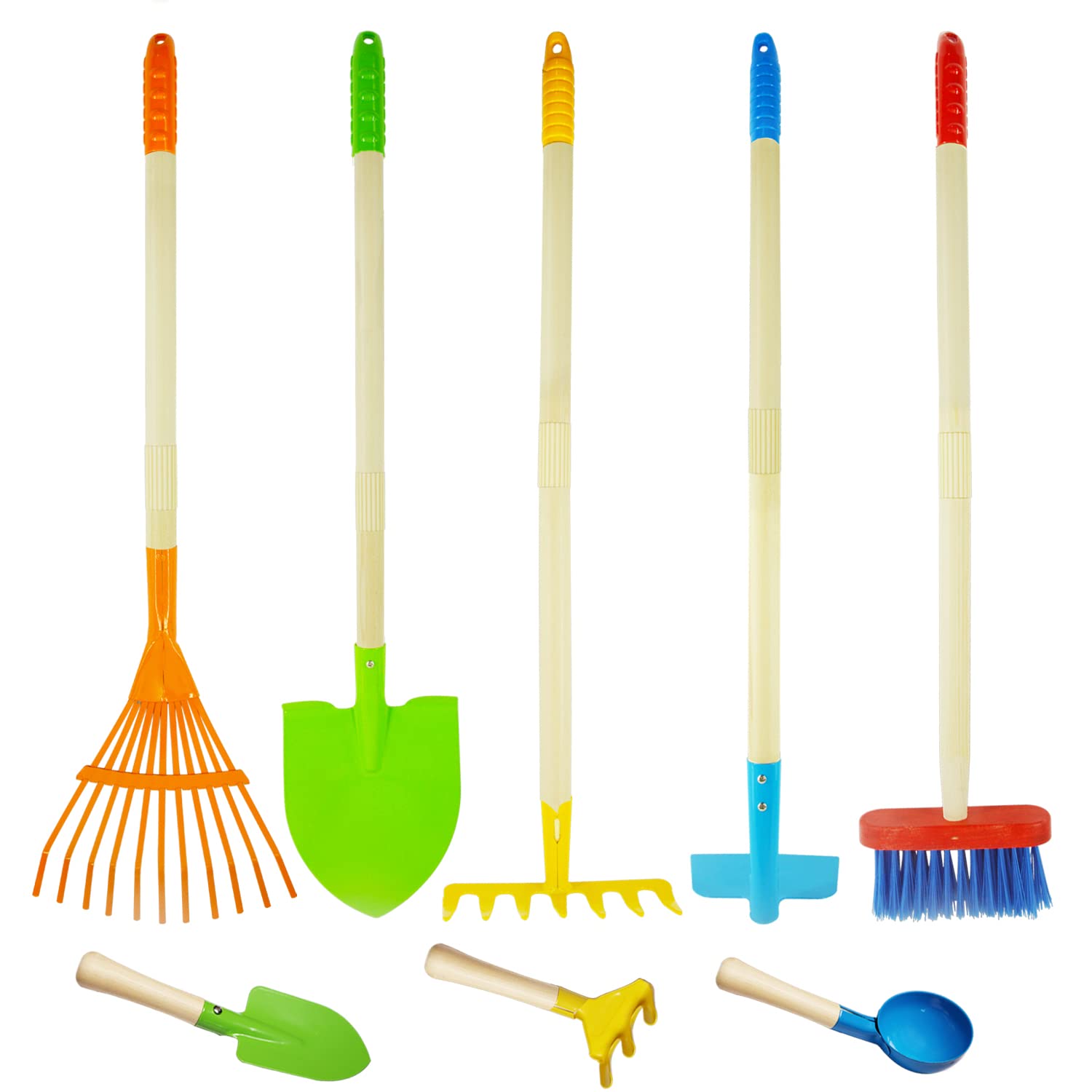POMIKU 8PCS Kids Gardening Tools, Kids Rake and Shovel Set, Toddler ...