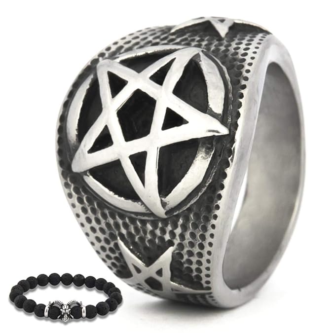 Buy Gungneer Satan Star Ring Premium Stainless Steel Devil Satanic ...
