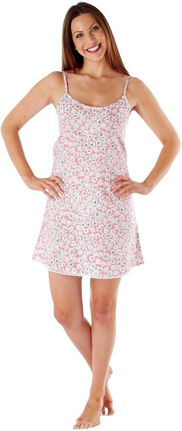 Inspirations Womens Nightdress Chemise Strappy Nightie 100% Cotton ...