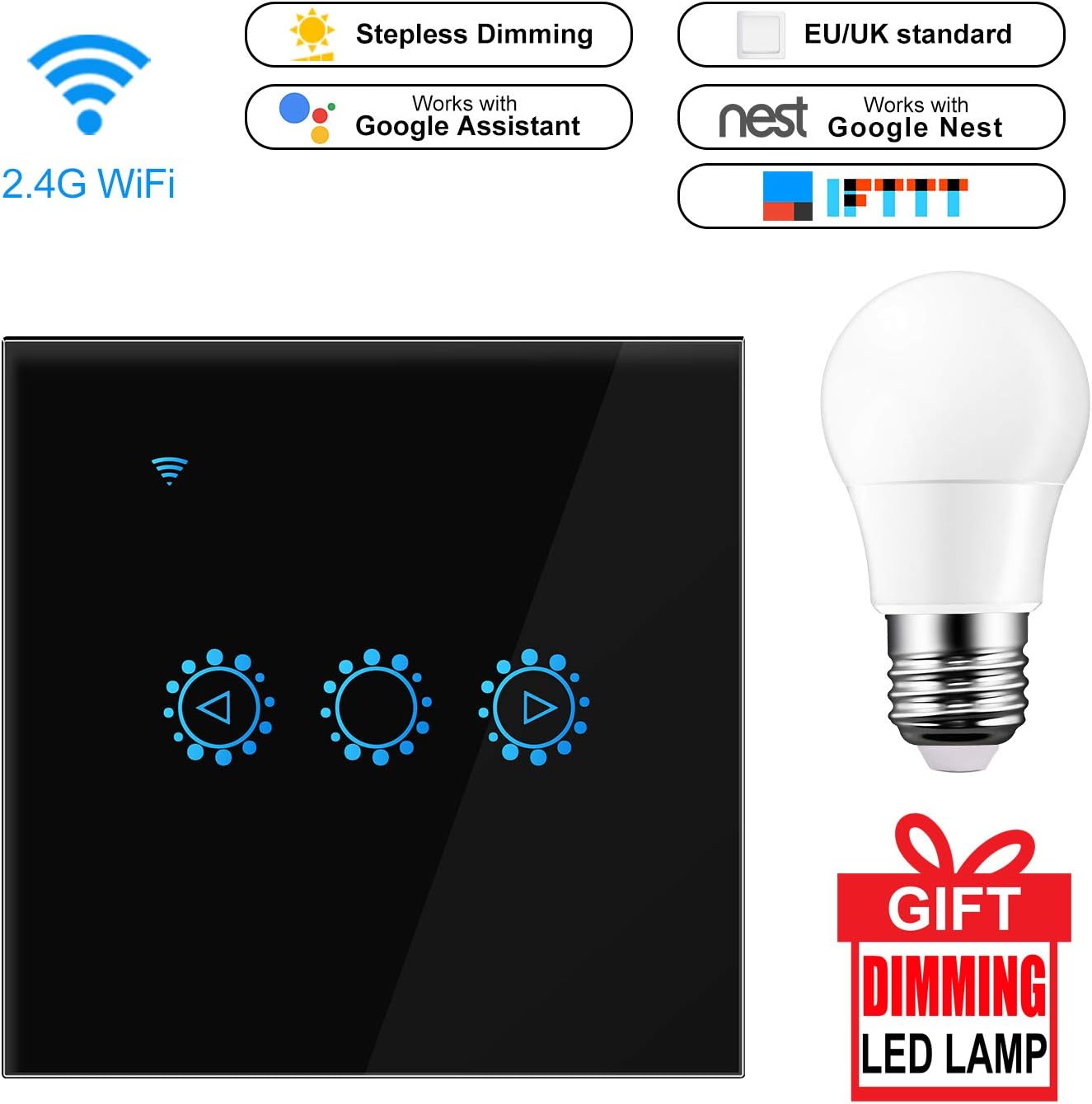 Interruptor Wifi Inteligente, Konesky Dimmer Interruptor de Pared ...