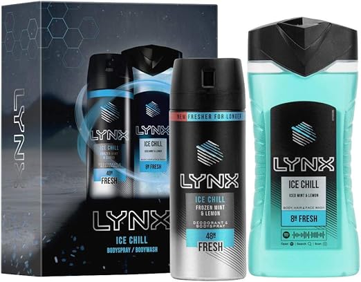 Lynx Ice Chill Duo Gift Set, Body & Skin Care Kit, The Perfect Present ...