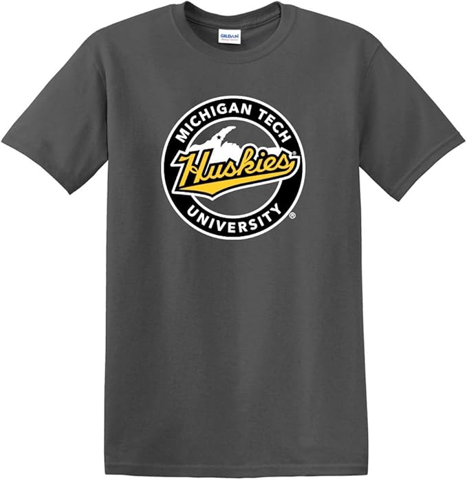 Amazon.com: CreateMyTee | Michigan Tech Huskies Circle Logo T-Shirt ...