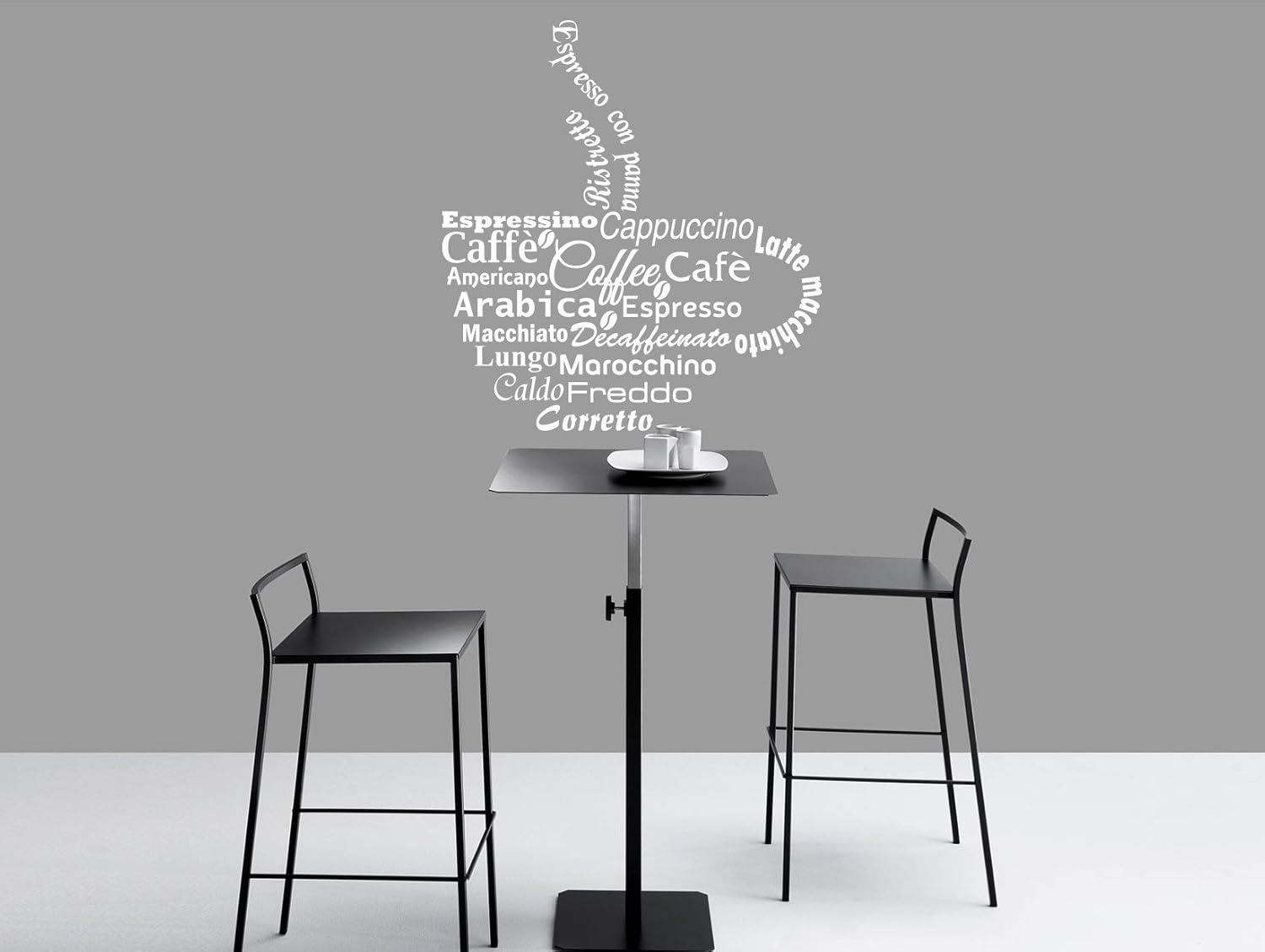 ADESIVI MURALI FRASE Caffè BAR ARREDO DECORAZIONI DA PARETE WALL ...