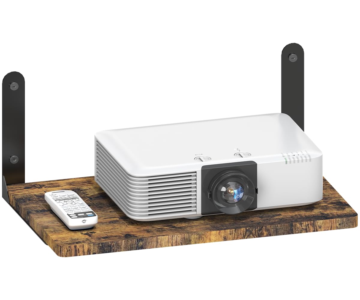 Ardier Wall-Mounted Projector Shelf, Wooden Media Holder Holds Up to 24 ...