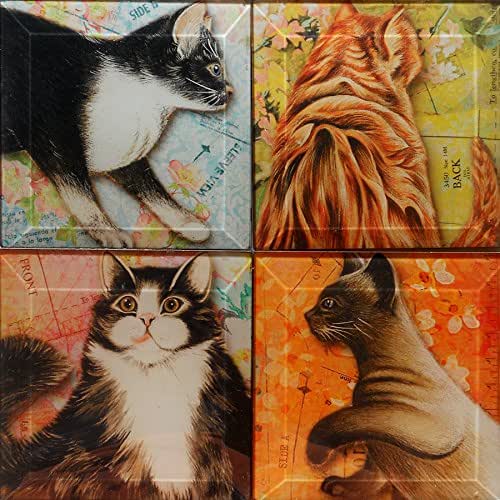 Amazon.com: Cat Coasters - Set of Four Handmade 4 or 5 inch Square ...