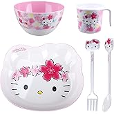 Amazon.com: Hello Kitty Bear Sakura Cute Pink Dinnerware Flatware Meal ...