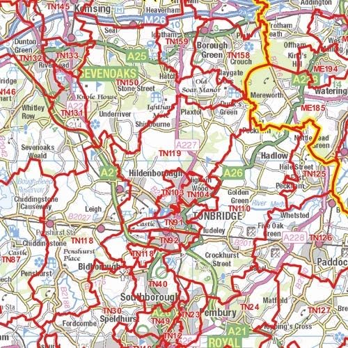 South East England Postcode Sector Wall Map (S4) – 47″ x 33.25 ...