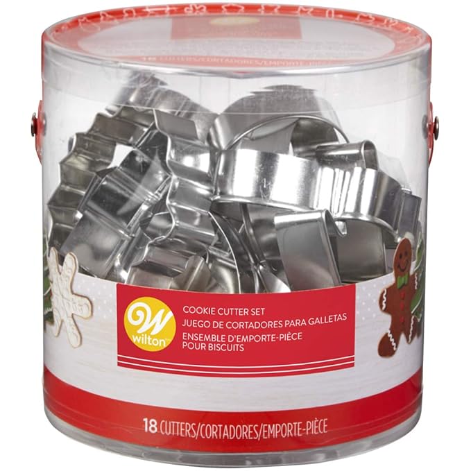 Wilton Metal Cookie Cutter Set 18 Piece Christmas Holiday Shapes Pastry ...
