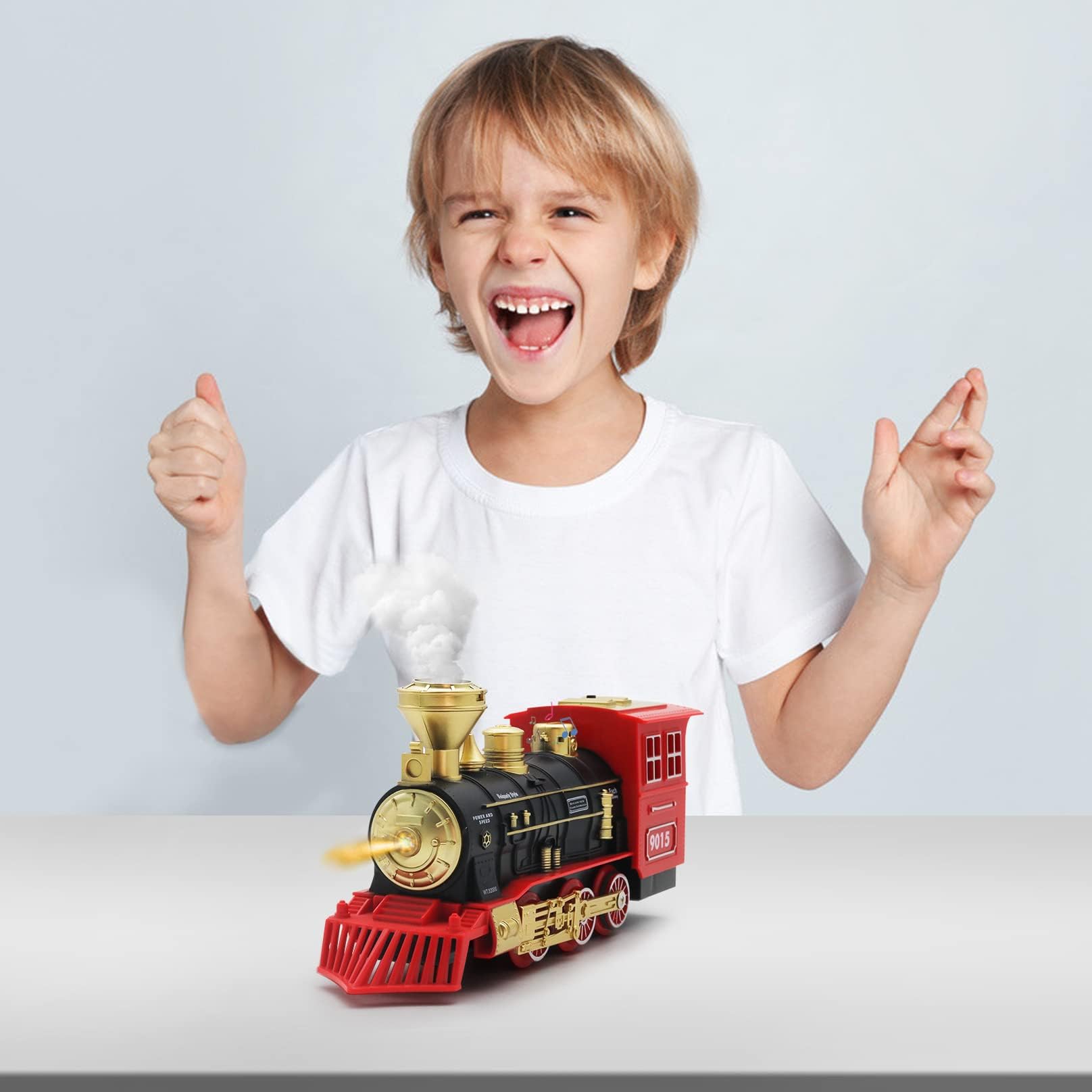 Hot Bee Train Toys Train Steam Locomotive Engine Toy, Smoke, Lights ...