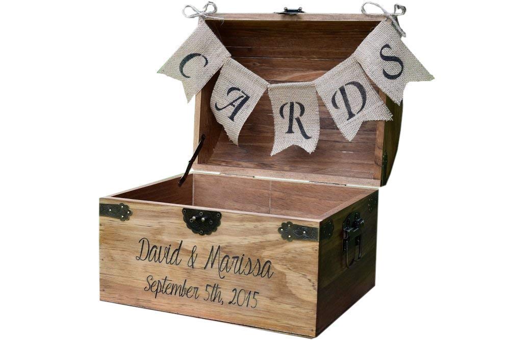 Amazon.com: Personalized Wedding Card Chest with Engraved Name and Date ...