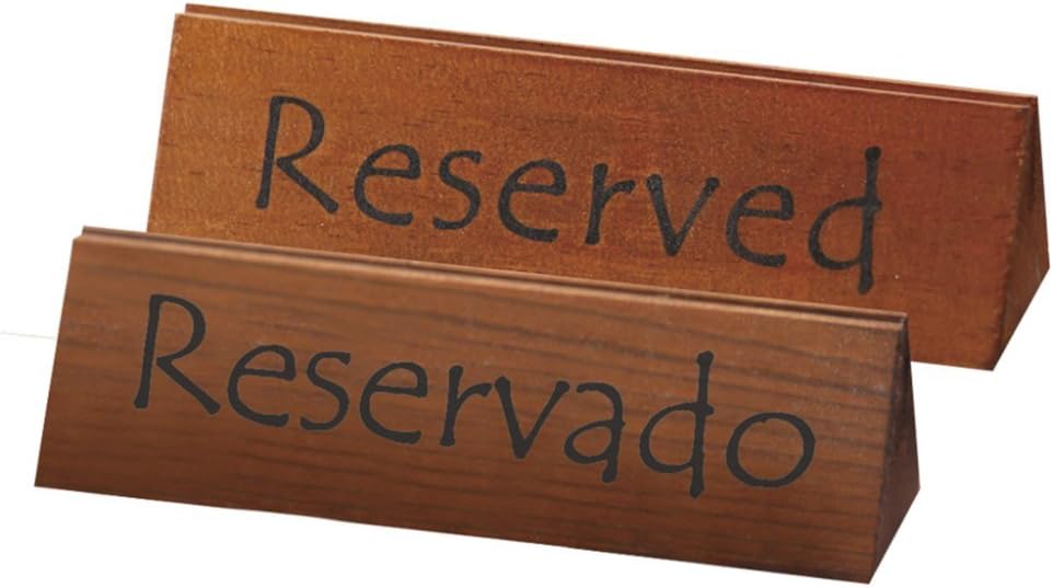 Table Signs"Reservado/Reserved" 15X4,4X4,4 Cm Wooden - 10 Units: Amazon ...