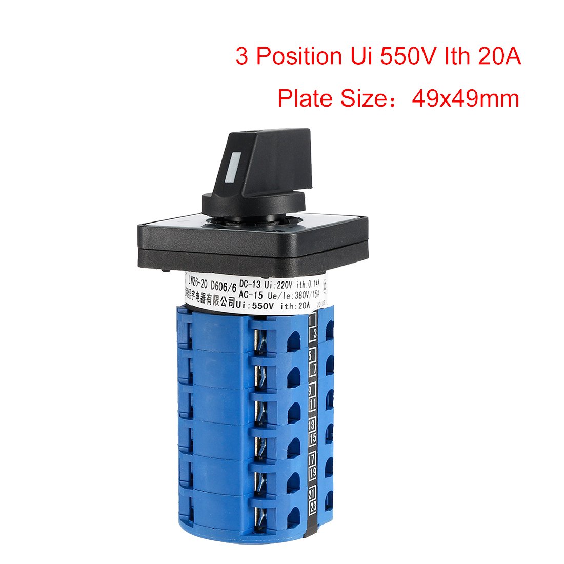 uxcell Changeover Switch 3 Position Rotary Selector Cam Switch Panel ...