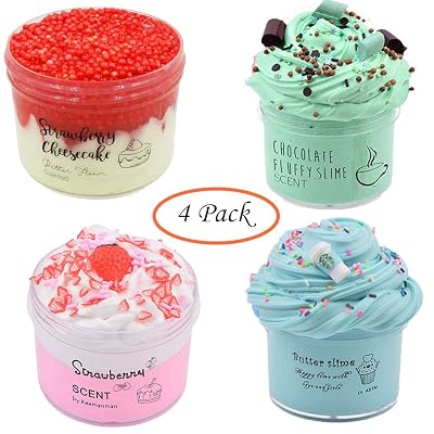 Buy Happyforu 4 Pack Fluffy Butter Slime Kit, with Mint Chocolate Latte ...
