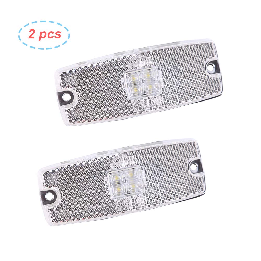 AOHEWEI 2 x White Trailer Side Marker Lights LED Truck Front Position ...