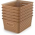Amazon.com: WYT 6-Pack Plastic Small Shelf Storage Weave Baskets ...