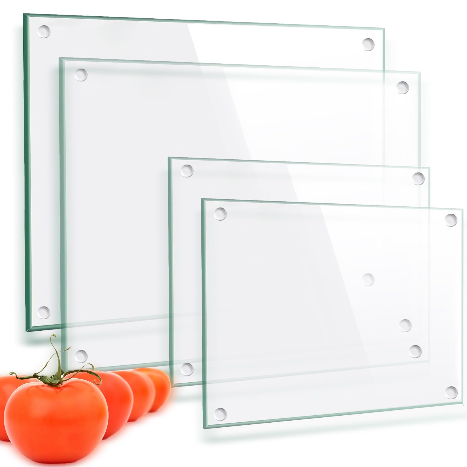 Nexboraque 4 Pack Tempered Glass Cutting Board with Anti-Slip Pads ...