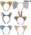 Amazon.com: 12Pcs Animal Ears Headband,Haploon Plush Animal Headbands ...