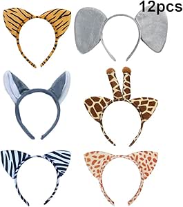 Amazon.com: 12Pcs Animal Ears Headband,Haploon Plush Animal Headbands ...