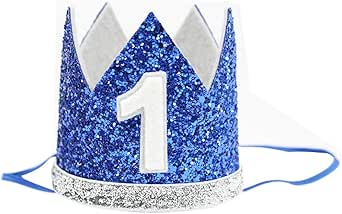Amazon.com: The Golden Swallow 1st Baby Boy Birthday Crown Headband ...
