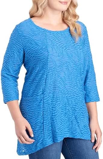 Onque Casual Women's Tunic Top Semi Sheer, Textured Knit, 3/4 Sleeves ...