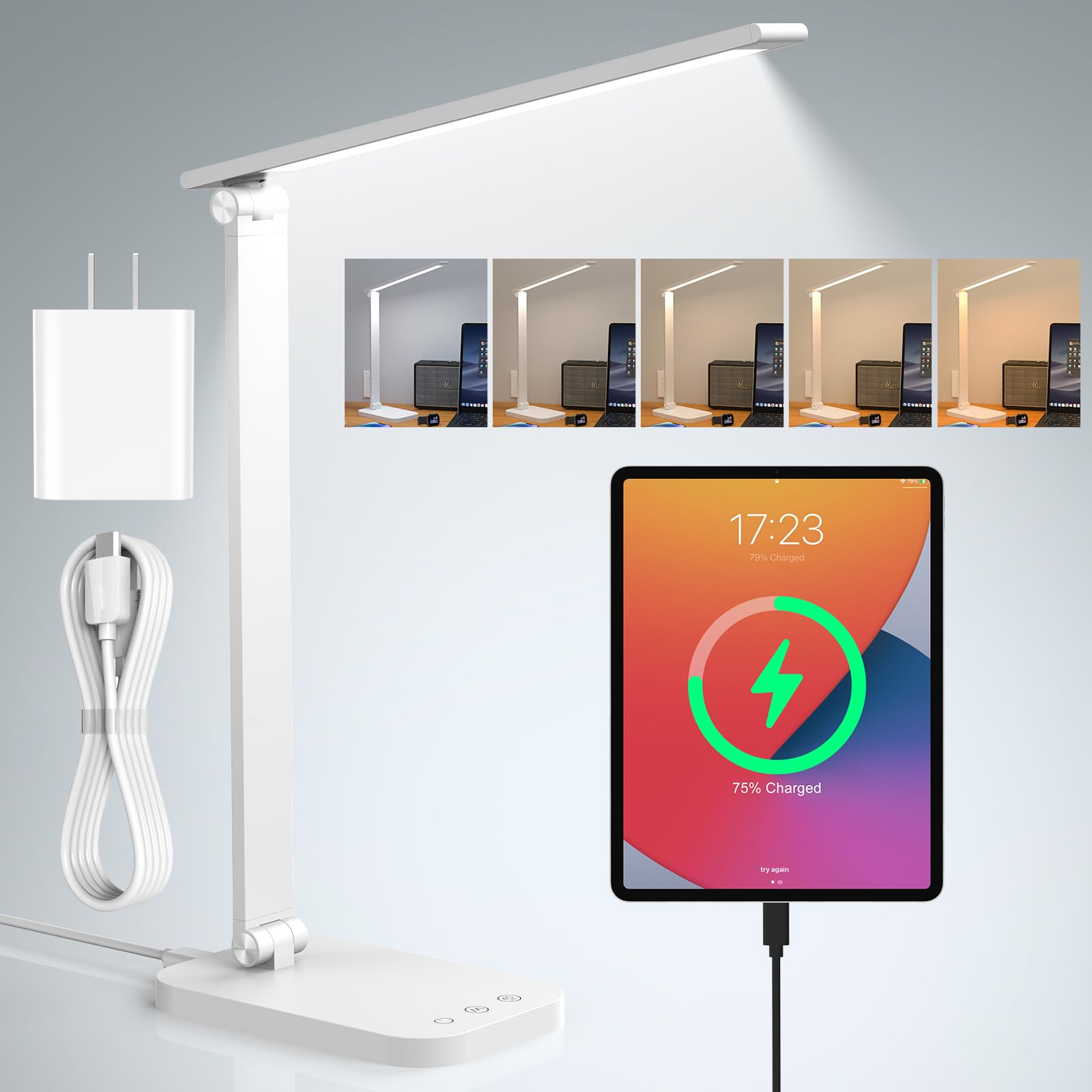Mua Bright Led Desk Lamp for College Dorm - Foldable Study Desk Light ...