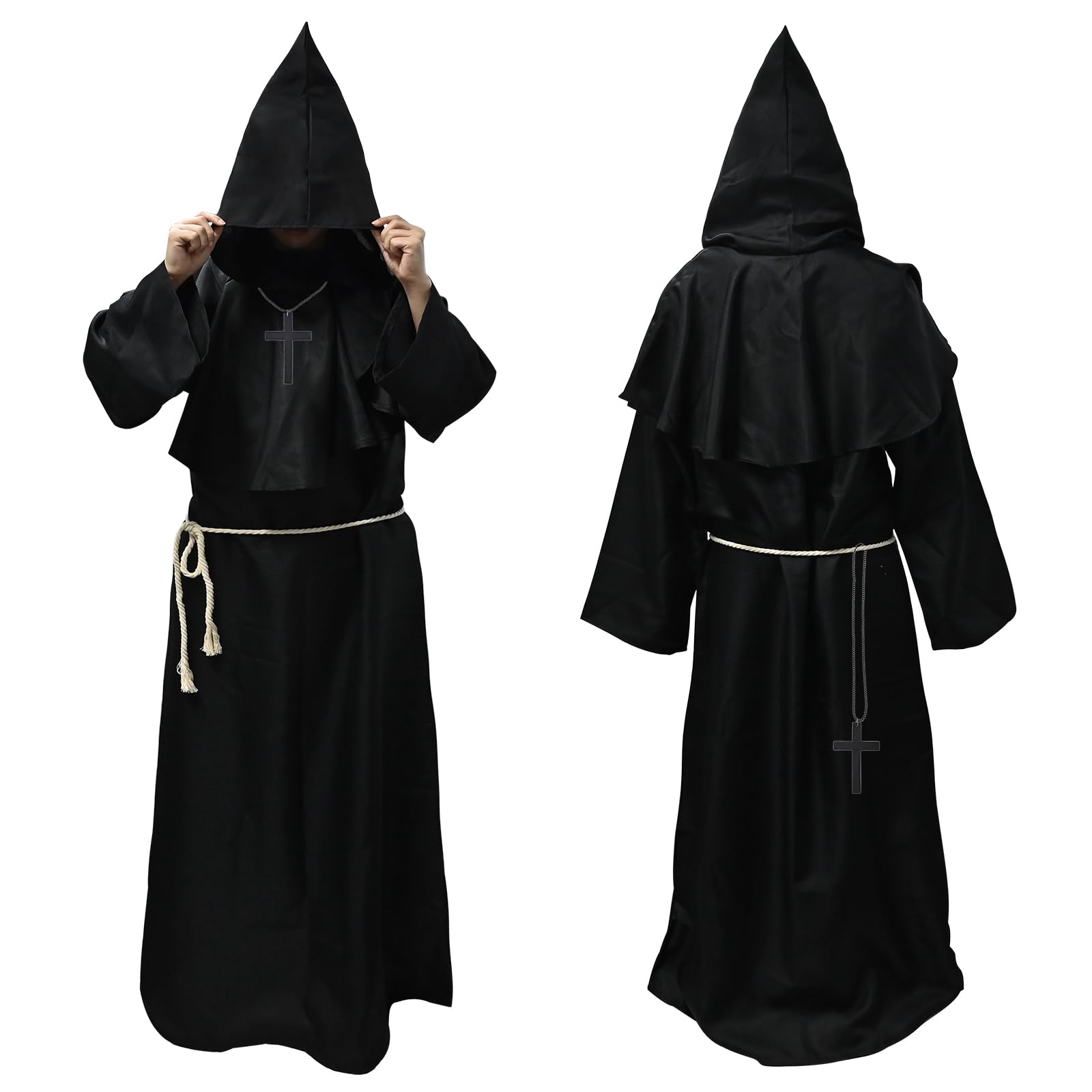 GOLDGE Hooded Monk Robe and Cloak, Authentic Medieval Monk Priest ...