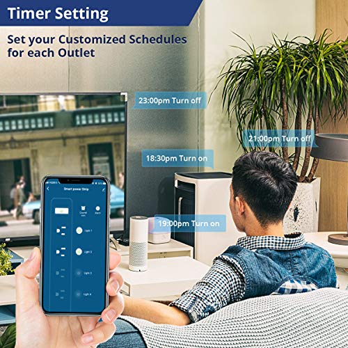 LARKKEY Smart Power Strip WiFi Power Bar with 4 USB Charging Ports and ...