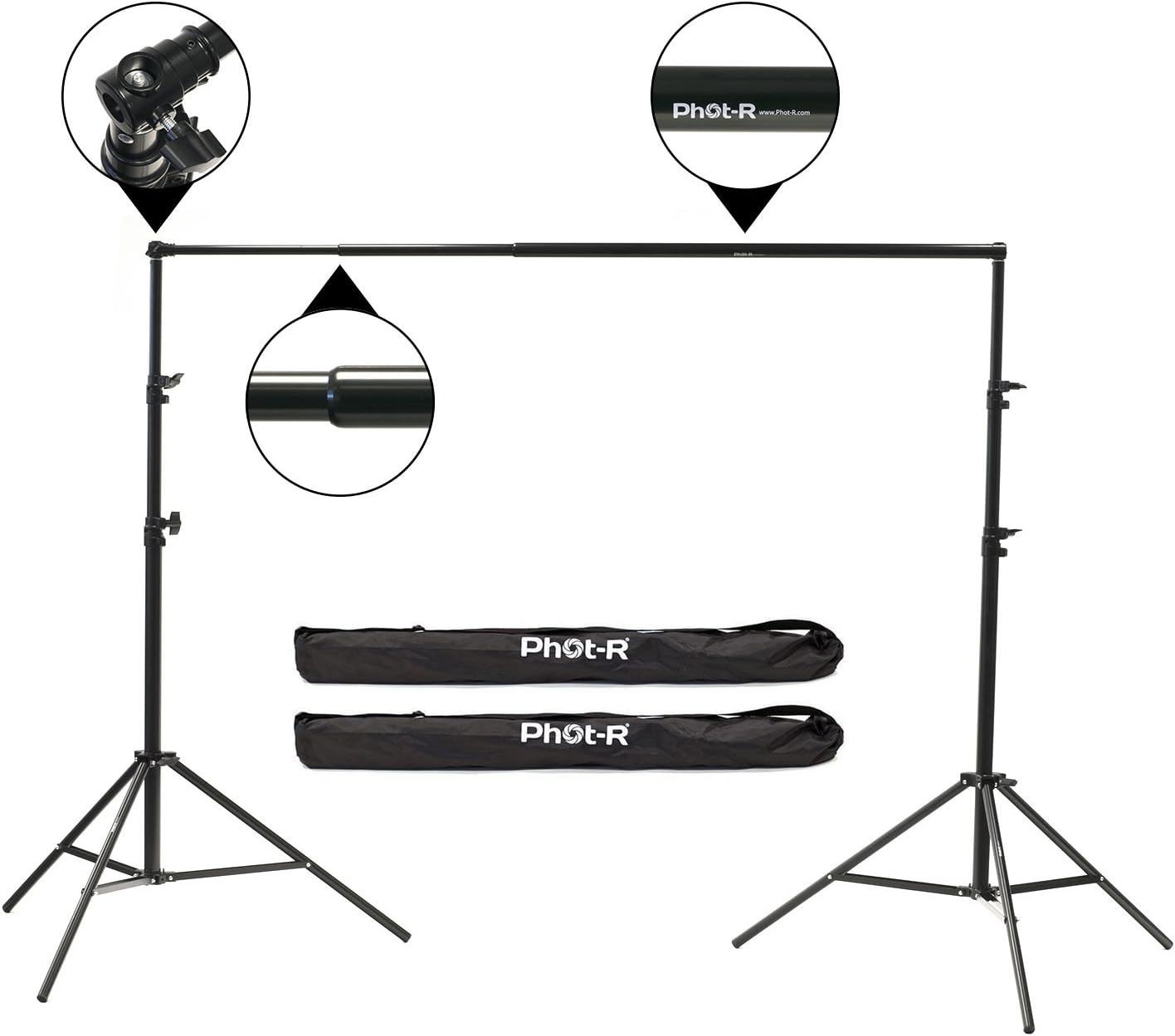 Phot-R 2.4x3m Heavy Duty Studio Background Support System, 2x 2.4m Air ...
