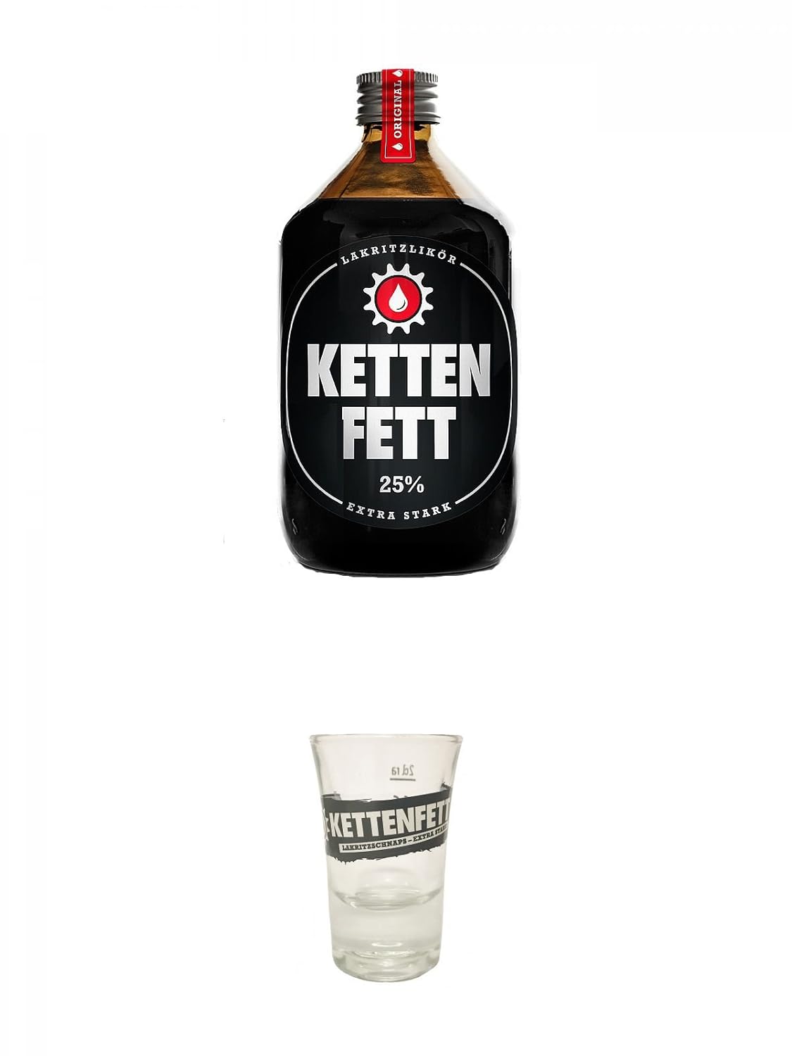 Kettenfett Lakritz Likör 0,5 Liter Kanne + Kettenfett und 1 Shot Glas ...
