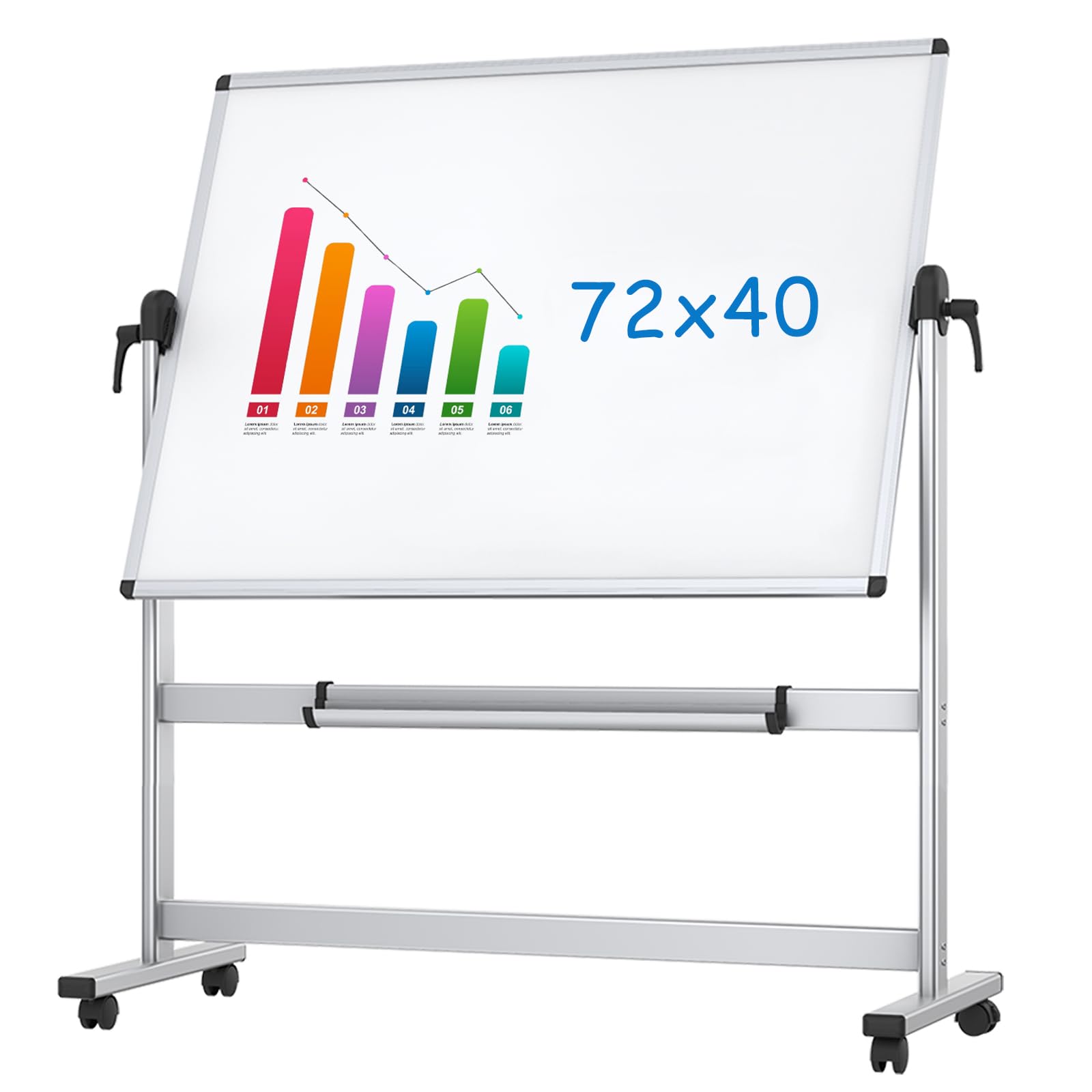 VIZ-PRO Double-Sided Magnetic Mobile Whiteboard,72 x 40 Inches ...
