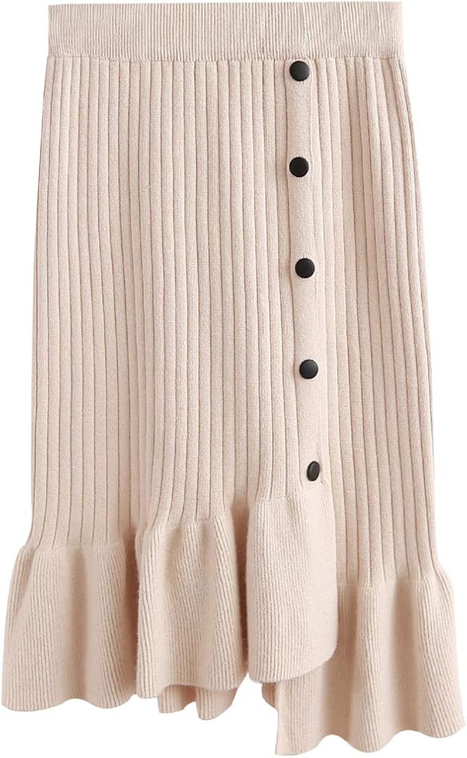 EZSTAX Strickrock Damen Winter Strech Rock Knielang Kleid Minirock ...