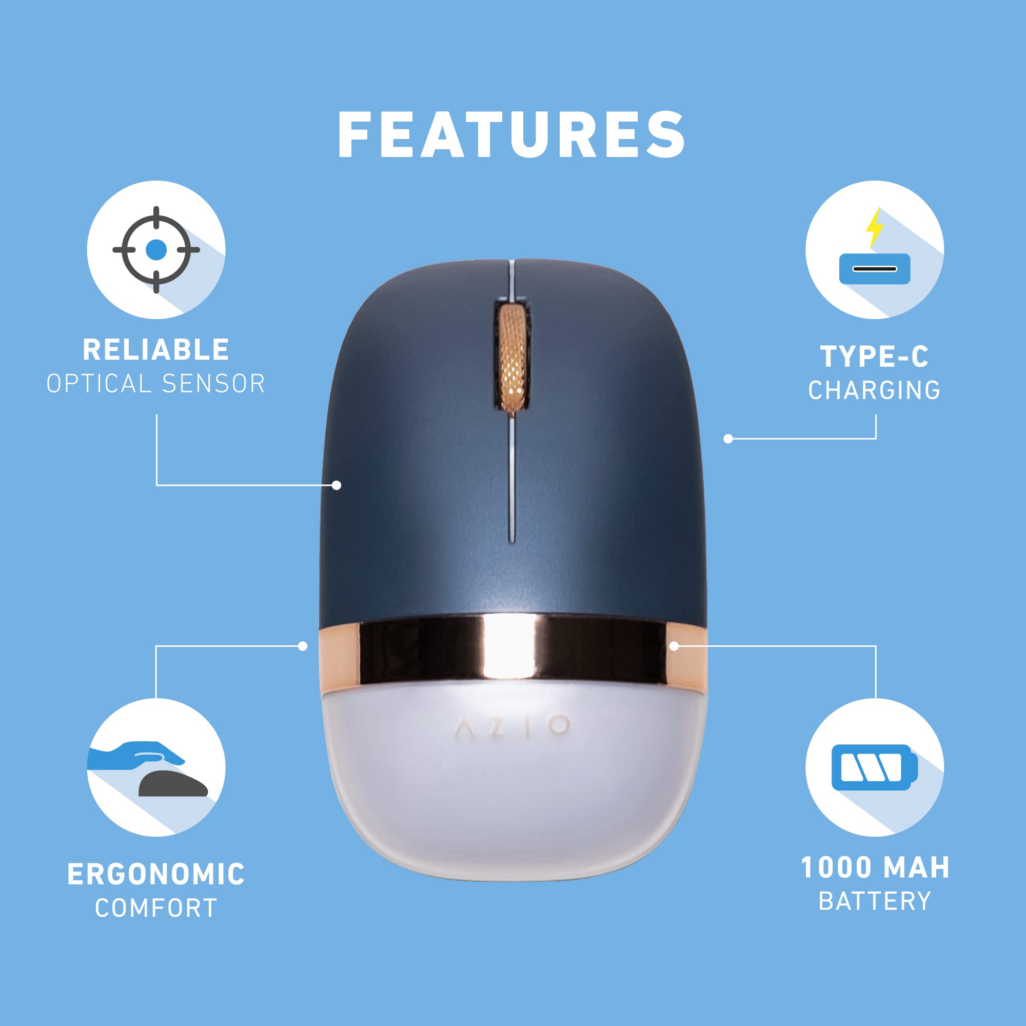 Mua Azio IZO Wireless Optical Mouse - Bluetooth 3.0 & 5.0/2.4G RF-USB ...