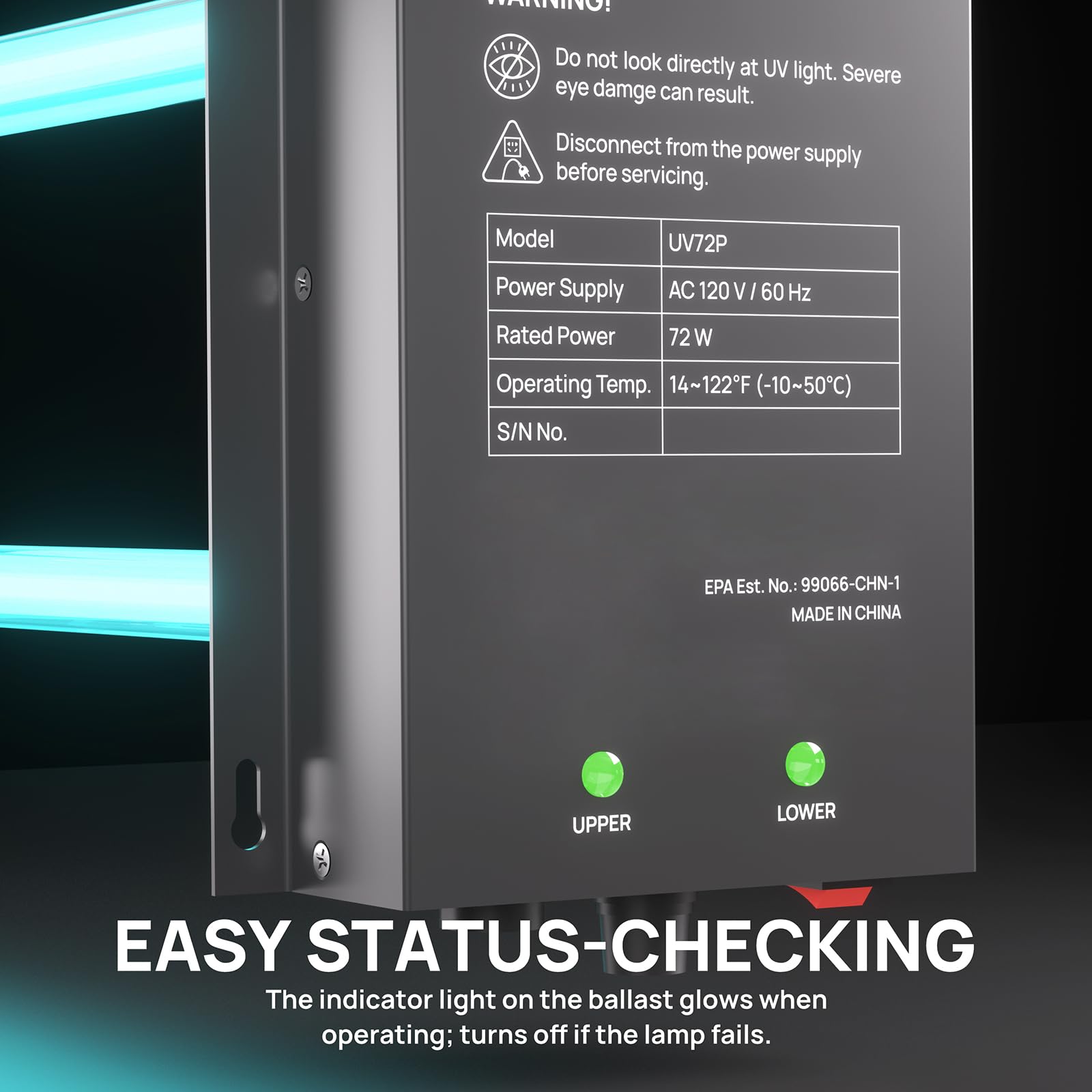 TURBRO AC 120V 72W HVAC UV Light Kit Air Purifier, Comes With Two 4-Pin ...