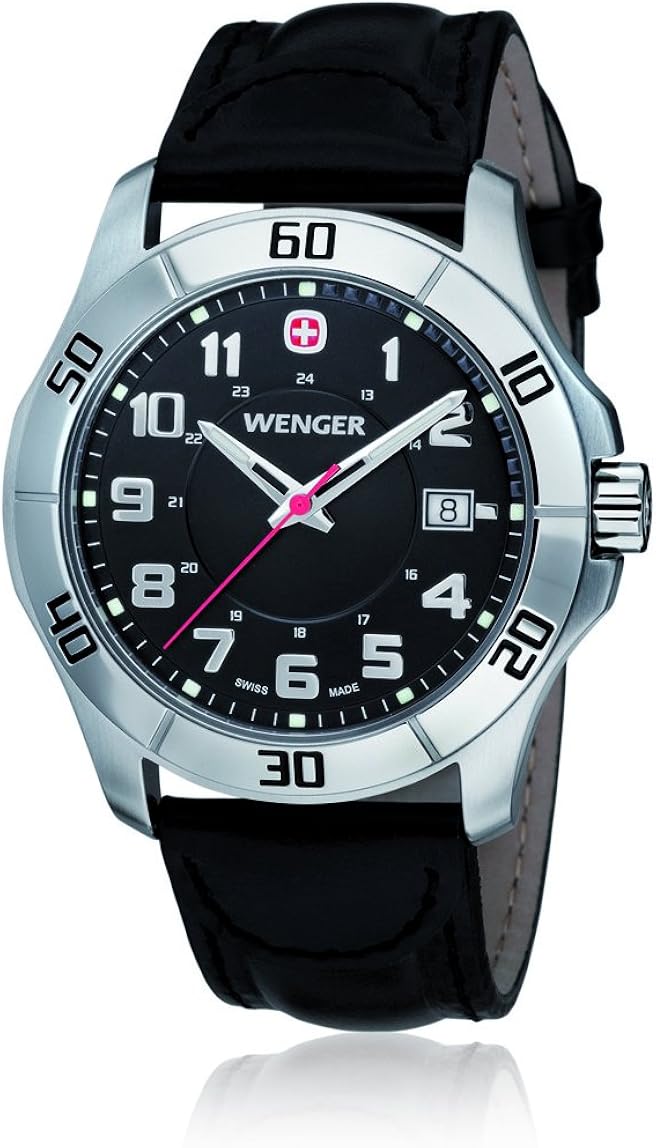 Wenger Quarzuhr 42 mm schwarz: Amazon.de: Uhren