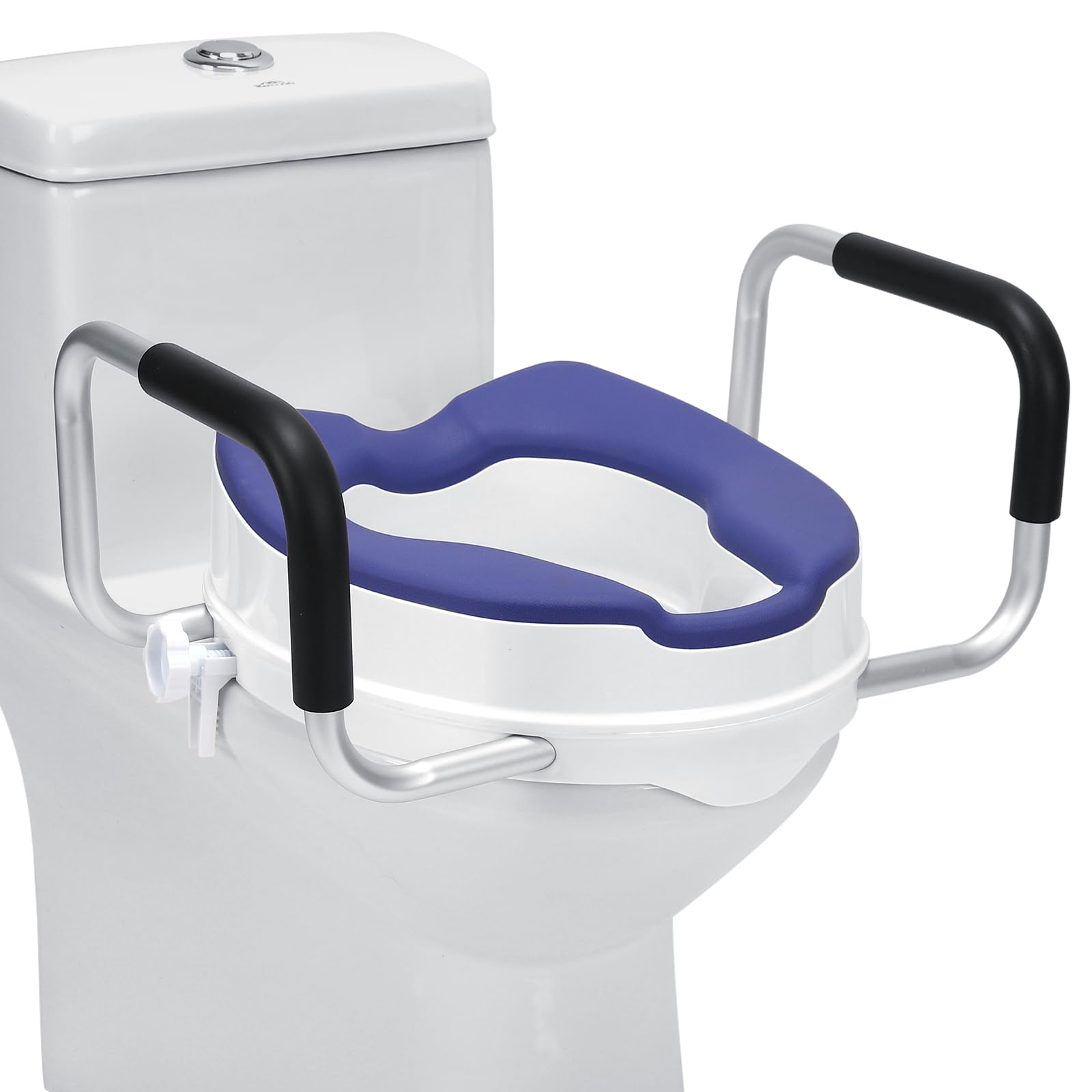 Toilet Seat Riser with Handles, 4'' Raised Toilet Seat for Seniors with ...