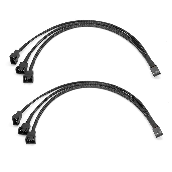 Fan Splitter PWM 4 Pin Fan Splitter Cable, Compatible 3 Pin Fan ...
