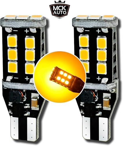 W16W Amber 15SMD Orange Indicators T10 T15 LED Canbus Error Xenon Light ...