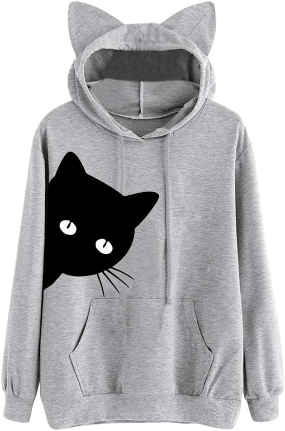 Songqiang Sudadera con Capucha Y Estampado De Gato Orejas De Gato ...